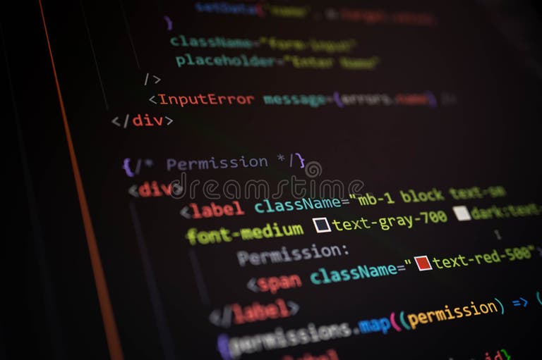 Close-up of Code Showing Form Input Validation, Error Message Component ...
