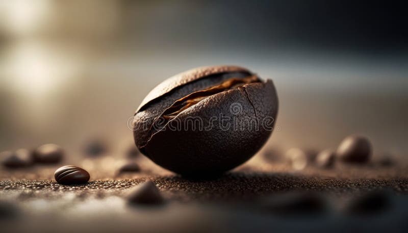 A Close Up of a Coffee Bean on a Table with Coffee Beans Scattered ...