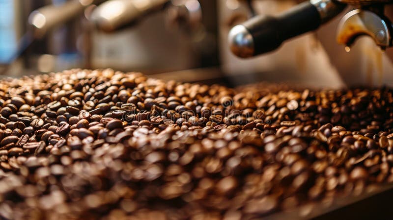 Close-up of Coffee Beans with Espresso Machine Stock Image - Image of ...