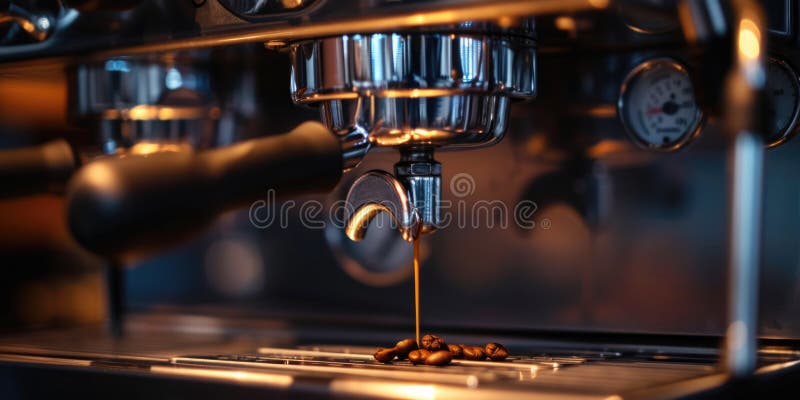 A Close Up of a Coffee Machine in Action. Perfect for Illustrating the ...