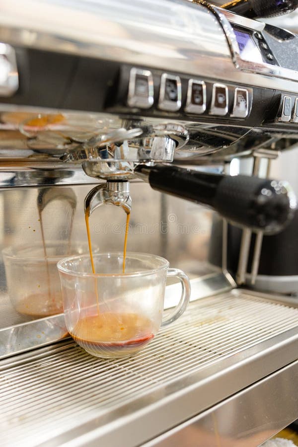 Espresso Brewing in a Glass Cup. Stock Image - Image of aroma, brown ...