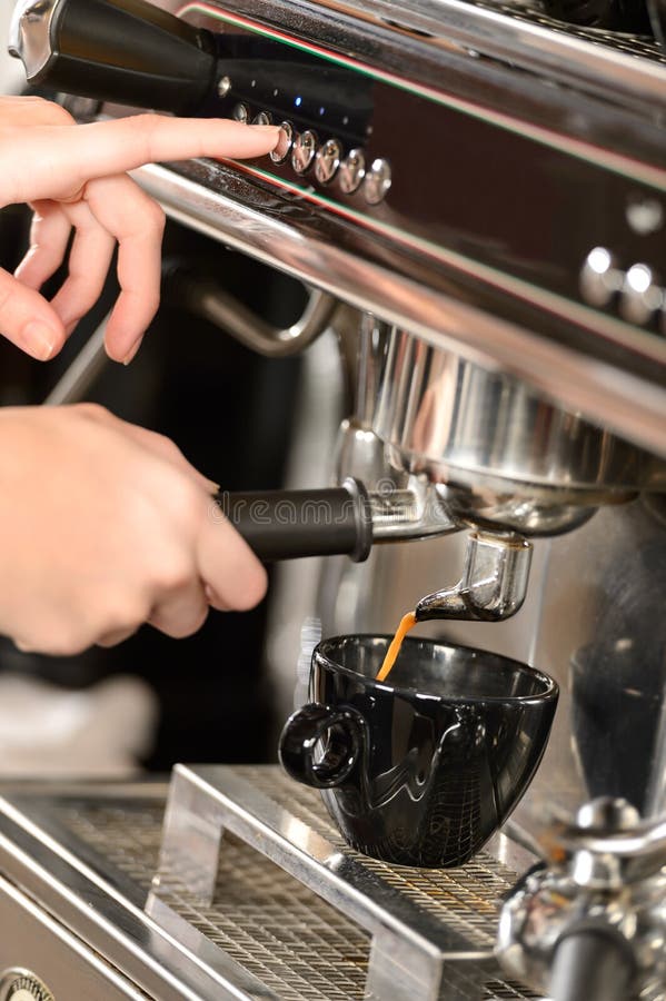 Barista Making Cappuccino in His Coffeeshop Stock Image - Image of mill ...