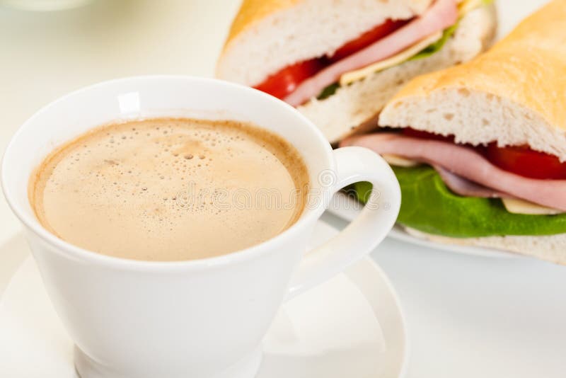 Close-up of Coffee with Panini Sandwich Stock Photo - Image of organic ...