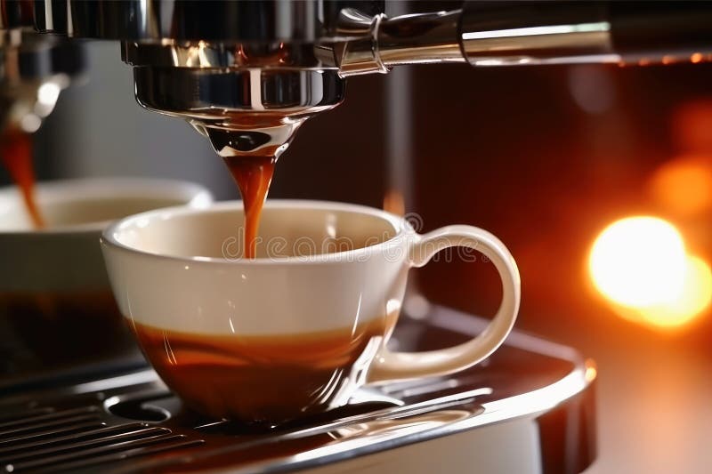 Close Up of Coffee Pouring from Coffee Machine Created with Generative ...