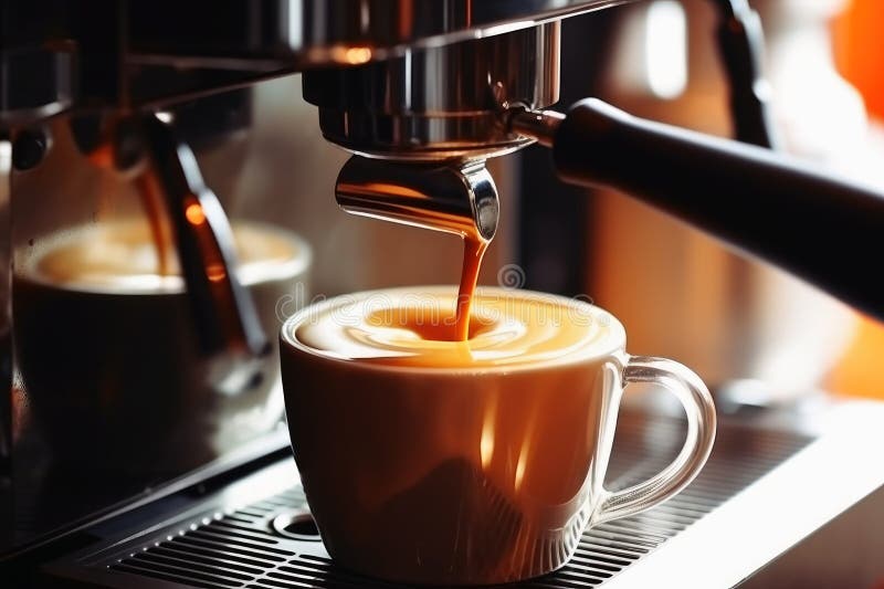 Close Up of Coffee Pouring from Coffee Machine Created with Generative ...