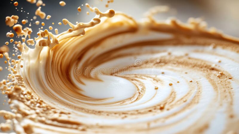 Close Up of Coffee Swirling into Milk, Creating Mesmerizing Pattern ...