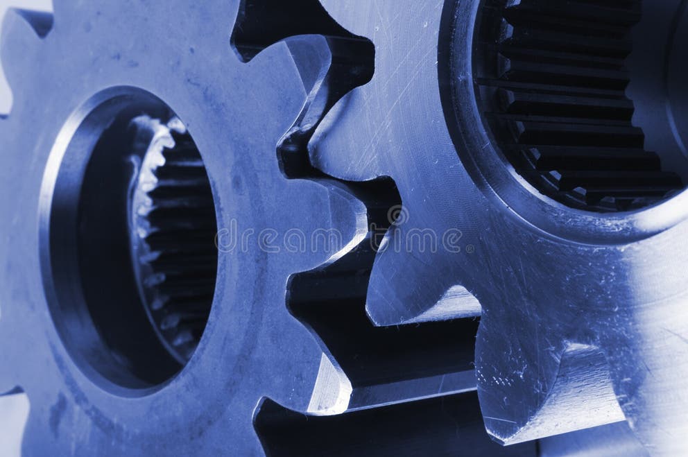 Close-up of cogs in blue stock photo. Image of automatic - 730704
