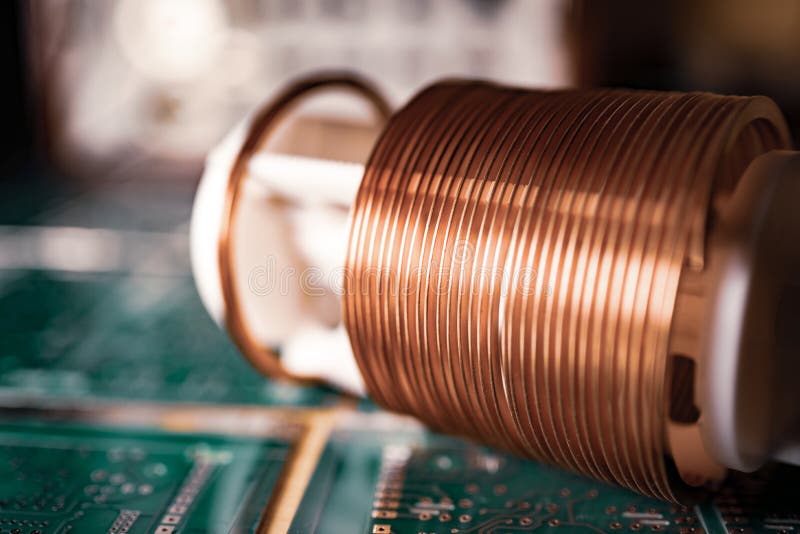 Close-up of a Coil of Copper Wire Stock Photo - Image of inductance ...