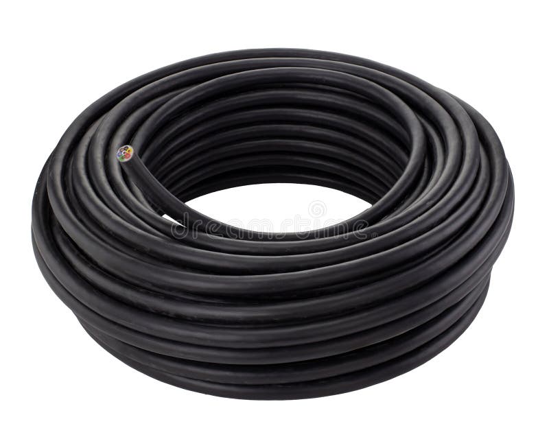 Coiled Black Electrical Cable with Visible Wiring Stock Illustration ...