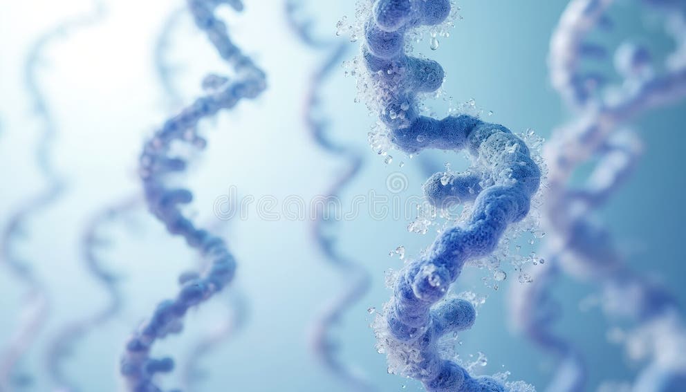 Close-up of Coiled Blue-green DNA Strand. Coiled Twisted Double Helix Molecule Structure Stock ...