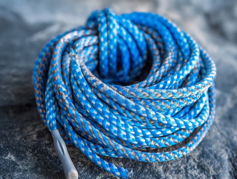 Close-up of Coiled Blue Rope Stock Photo - Image of twisted, outdoor ...