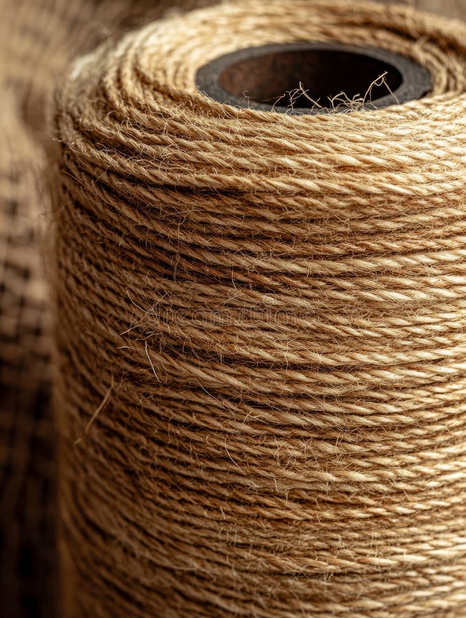 Close-up of Coiled Brown Twine with Visible Texture. Stock Photo ...