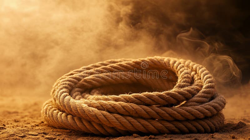 Close-Up of Coiled Rope Resting on a Natural Surface Stock Photo ...