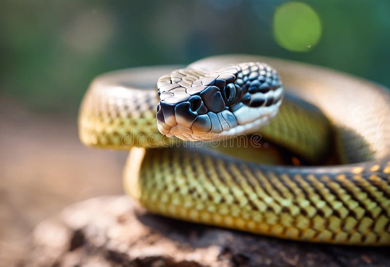 Close-up with a Coiled Snake Ready To Attack, AI-generated. Stock Image ...