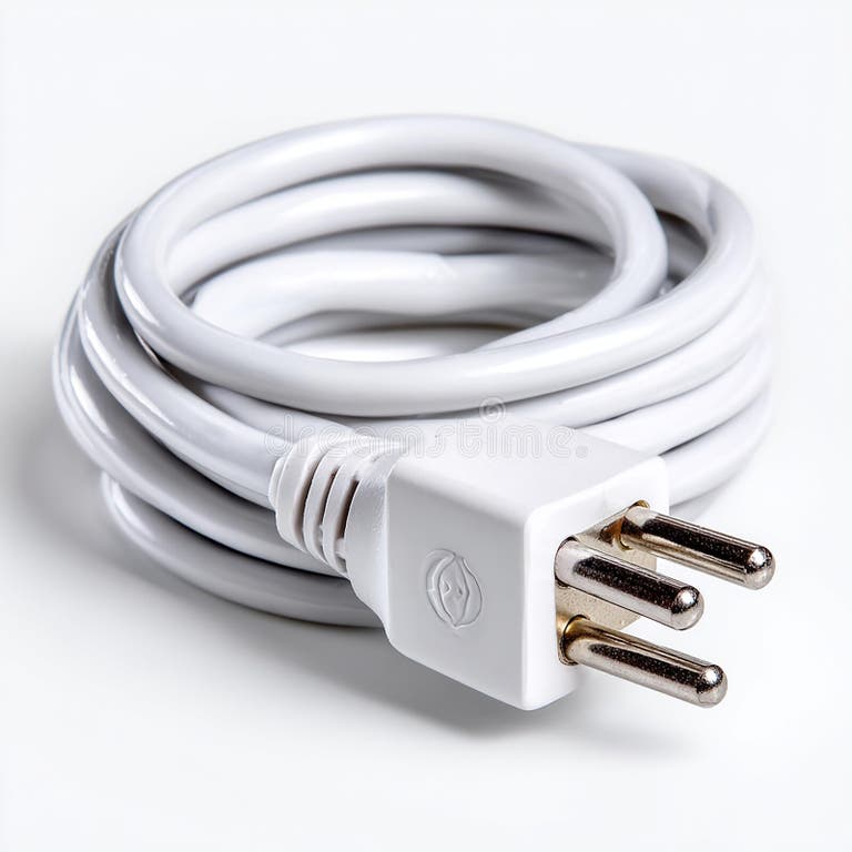 Close-up of a Coiled White Electrical Power Cable Stock Illustration ...