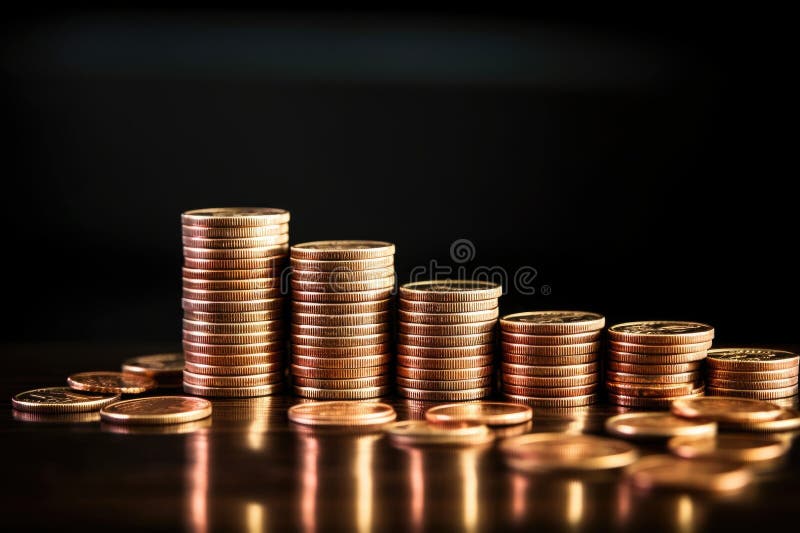 Close-up of Coins Stacked in a Growth Graph Form Stock Image - Image of ...