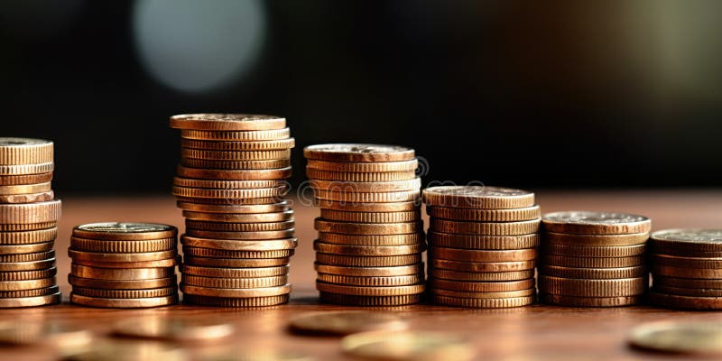 Close-up of Coins Stacking in Ascending Order, Representing Growth in ...