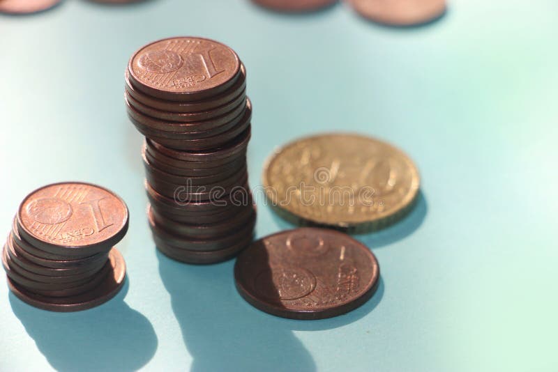 Close Up of Coins To Stack of Coins, Business Growth or Financial Risk ...