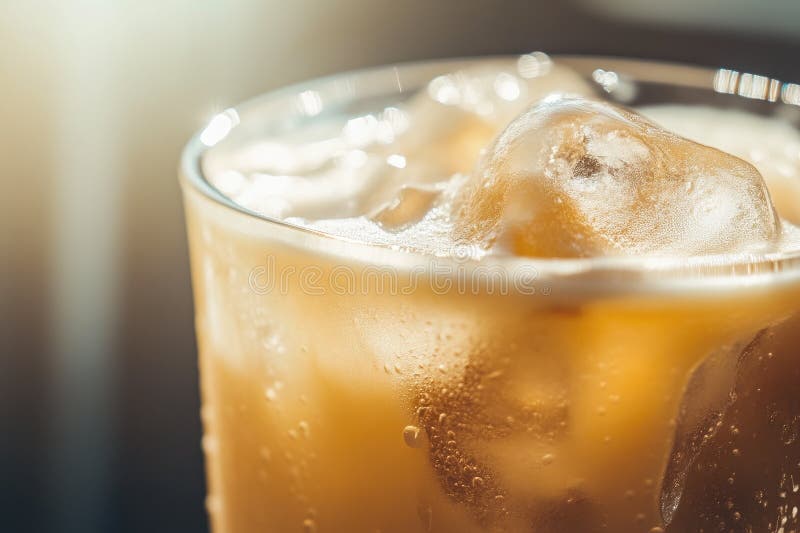 Close-Up of Cold Brew Coffee with Ice and Milk. Stock Illustration ...