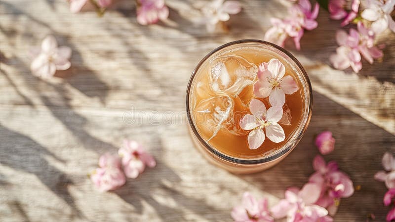 A Close-up of a Cold Brew Coffee with Spring Blooms Scattered Around ...
