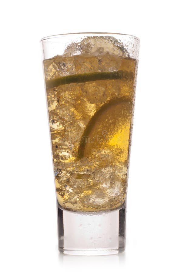 Cold Cocktail with Lemon and Champagne in Tall Glass on Backdrop of the ...