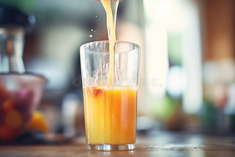 Close-up of Cold-pressed Juice Pouring into a Glass, Dynamic Liquid ...