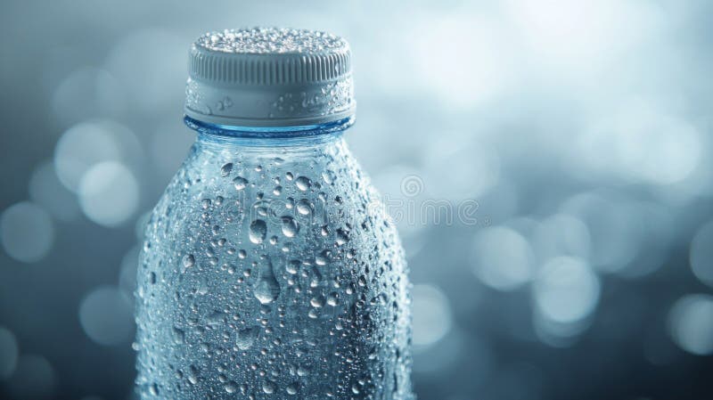 Close-up of a Cold Water Bottle with Condensation Stock Illustration ...