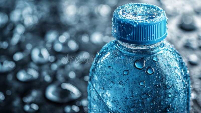 Close-up of a Cold Water Bottle with Condensation Stock Illustration ...