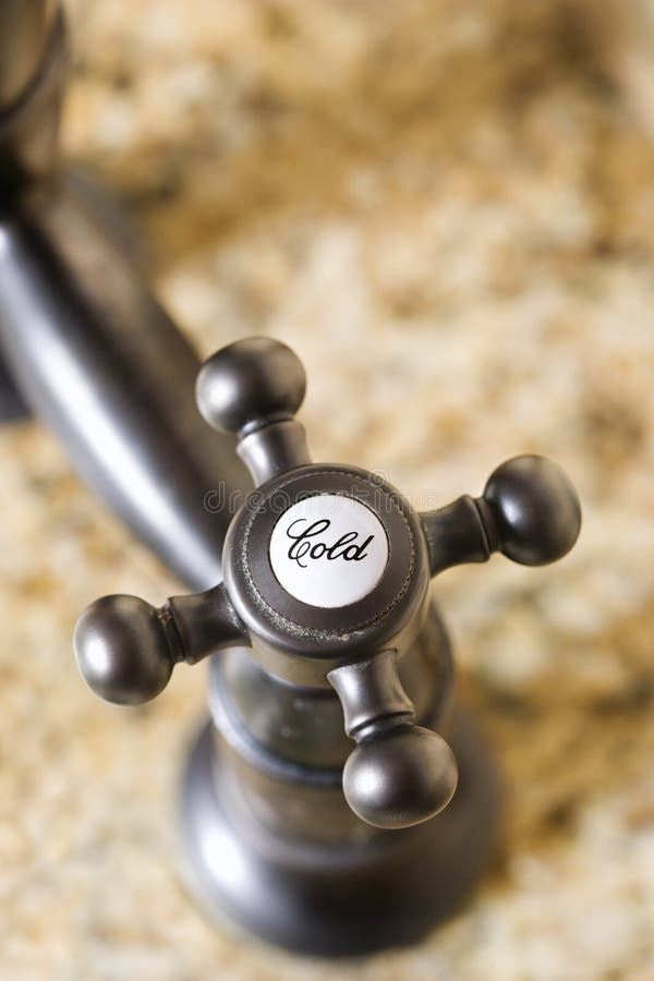 Close-Up of Cold Water Faucet Handle Stock Photo - Image of focus ...