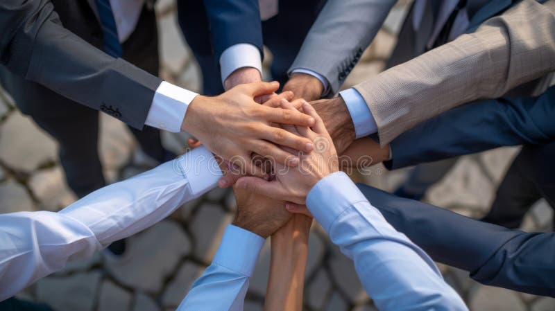 Hands Joined in Team Unity.AI Generated Image Stock Image - Image of ...