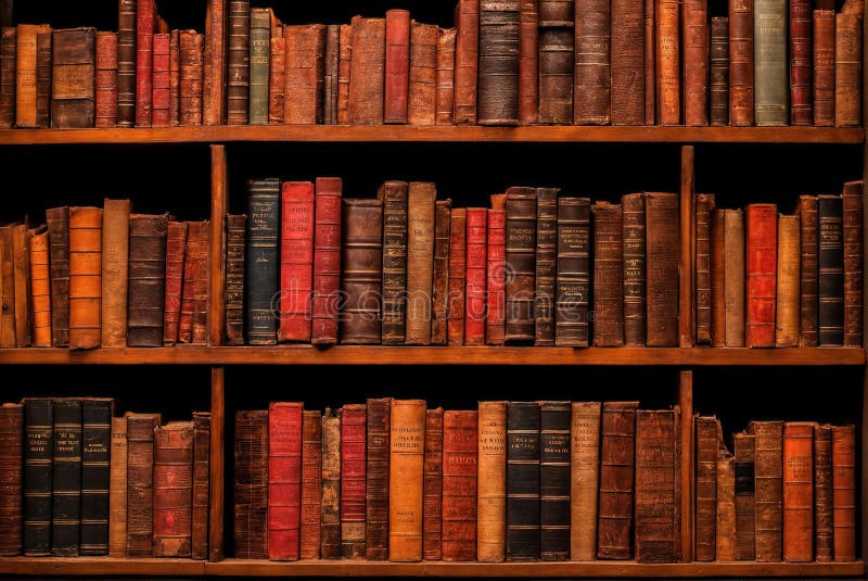 Close-up of Collection of Books on Old Retro Bookshelf Stock ...