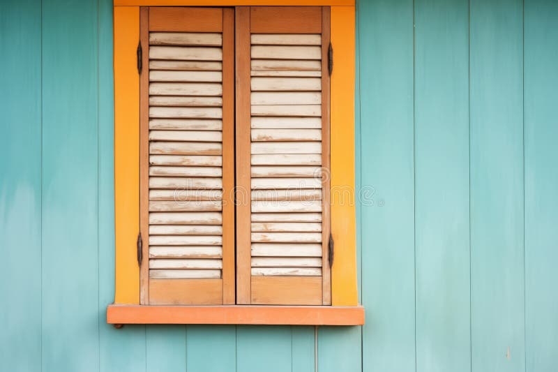 Close-up of a Colonial House Wooden Window Shutter Stock Image - Image ...