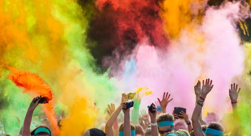 Close-up of Color Run Marathon. Editorial Image - Image of endurance ...