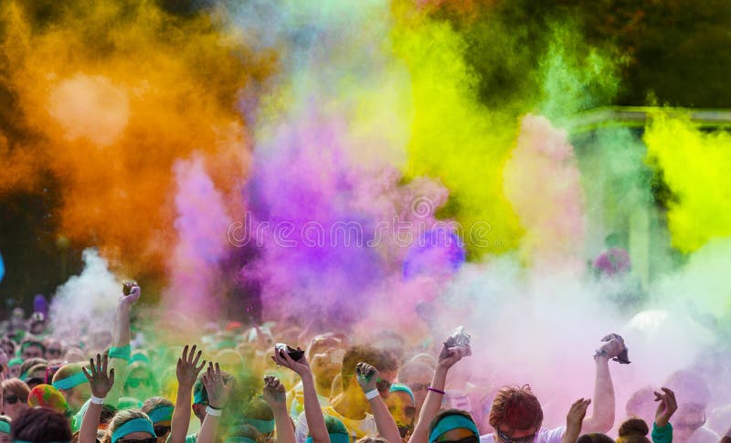 Close-up of Color Run Marathon. Editorial Stock Photo - Image of ...