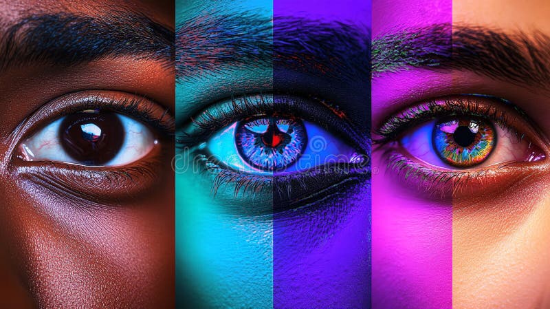 Close-Up of Colored Eyes Reflecting Diversity and Individuality Stock ...