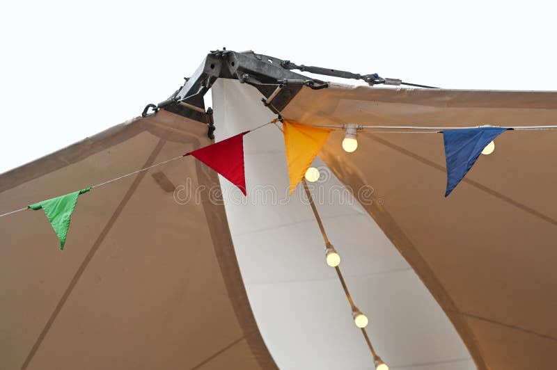 Close-up of Colored Flags on the Ceiling Stock Photo - Image of fair ...