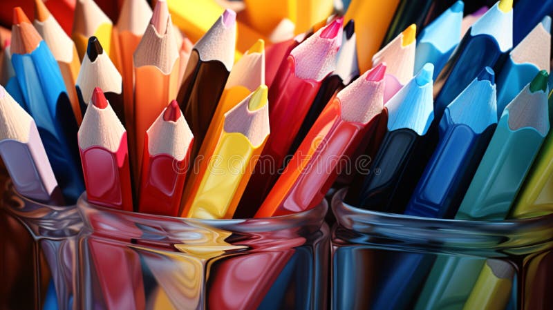 Close-up of Colored Pencils. Hyperrealism, Pop Art, Contemporary ...