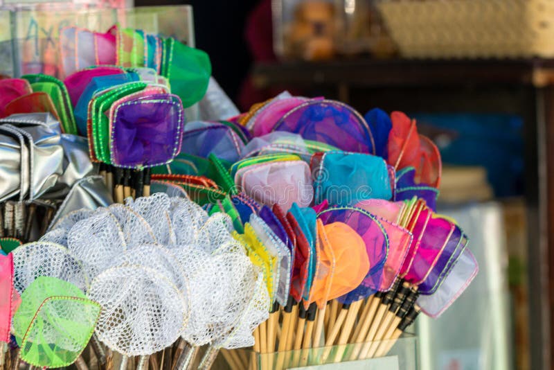 Close Up Colorful Aquarium Fish Net Scoop in Circle Shape.Blurred Fish ...