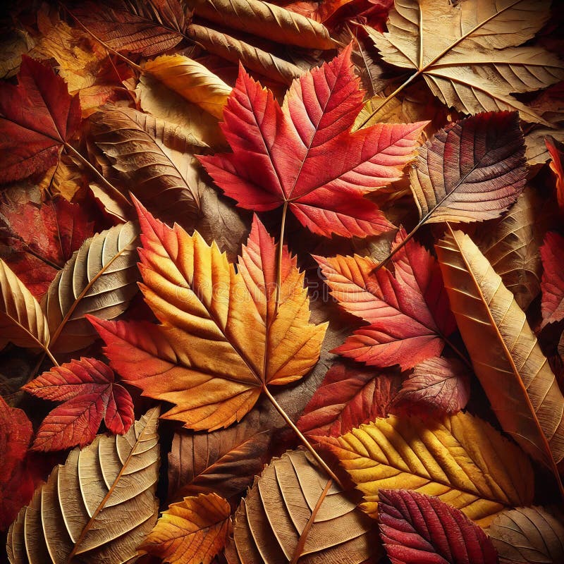 Close-up of Colorful Autumn Leaves Spread Out on the Ground.created ...