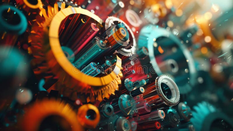 A Close Up of a Colorful Background with Gears and Wheels, AI Stock ...