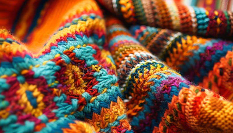 Close Up of a Colorful Blanket with a Pattern Stock Illustration ...