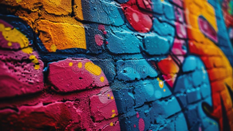 Close Up of a Colorful Brick Wall Stock Image - Image of mural, surface ...