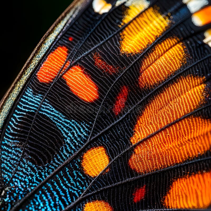 Close-up of a Colorful Butterfly Wing Displaying Intricate Patterns and ...