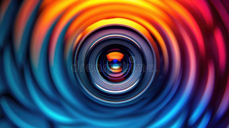 A Close Up of a Colorful Camera Lens Stock Illustration - Illustration ...