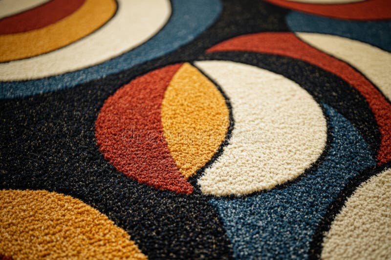 Close-up of a Colorful Carpet Featuring Overlapping Circles in Various ...