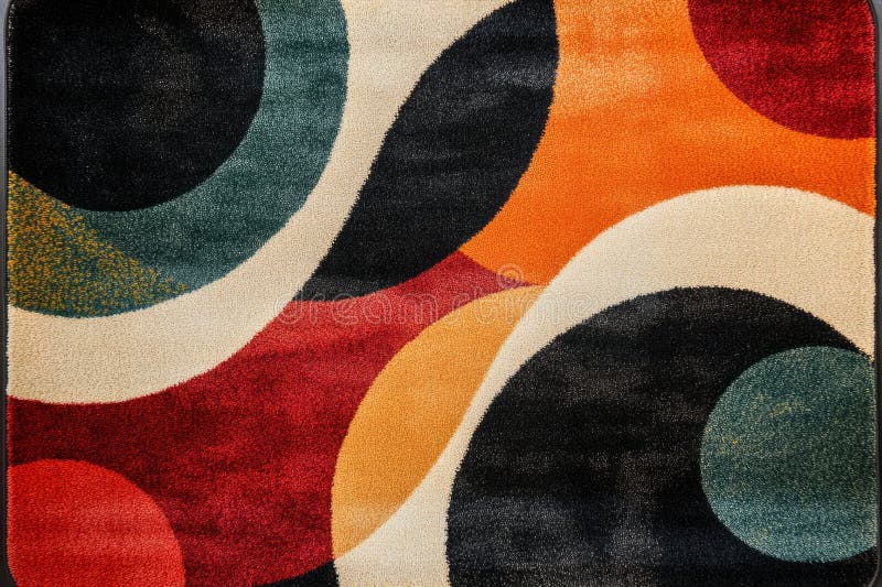 Close-up of a Colorful Carpet Featuring Overlapping Circles in Various ...