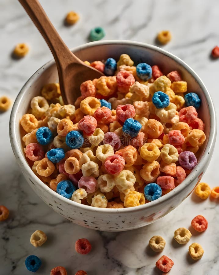 Close-Up of Colorful Cereal Bowl Stock Illustration - Illustration of ...