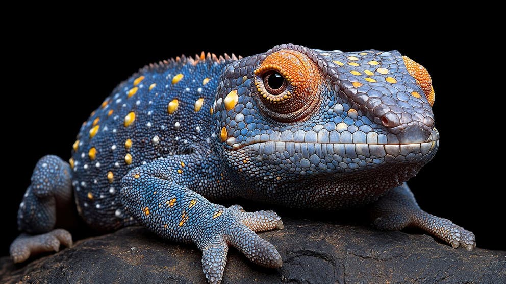 Close-up of a Colorful Chameleon (1 Stock Image - Image of blue, skin ...