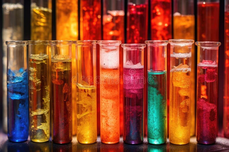 Close-up of Colorful Chemical Samples in Test Tubes Stock Illustration ...