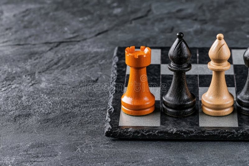 Closeup of Colorful Chess Pieces on a Dark Textured Surface Emphasizing ...